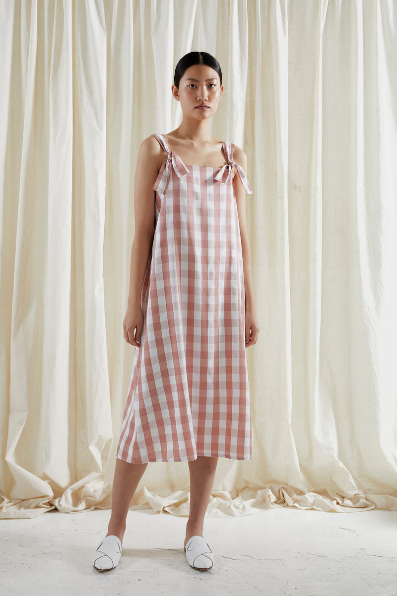 FORBIDDEN FRUIT DRESS ~ REVERSIBLE ~ GRAPEFRUIT [ Pink & White Check G ...